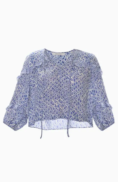 Rebecca Taylor Charlotte Print Mix Blouse