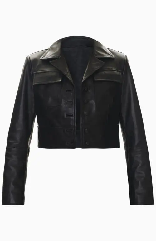 Rebecca Taylor Piper Crop Leather Jacket