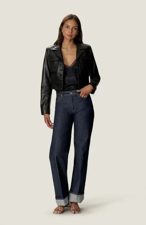 Rebecca Taylor Piper Cropped Leather Jacket - Noir
