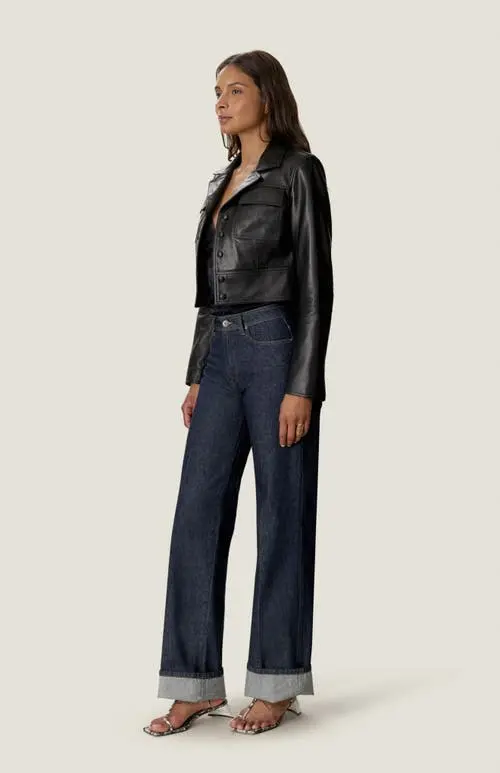 Rebecca Taylor Piper Cropped Leather Jacket