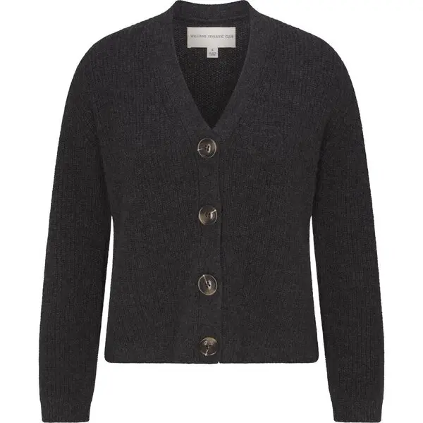 WILLIAMS ATHLETIC CLUB Emily Rib Cashmere Cardigan - Black