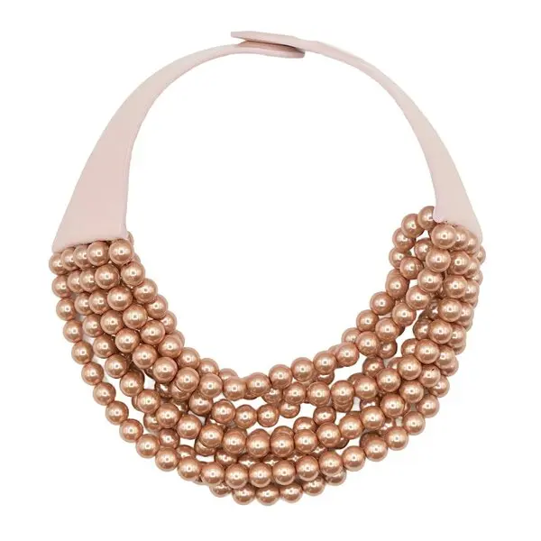 Fairchild Baldwin Multi-strand Glass Pearl And Leather Collar Necklace - Pink