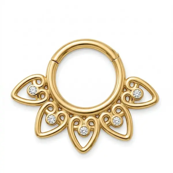 Zahav Jewelry 10k Solid Heart-shaped Cz Clicker Hoop - Gold