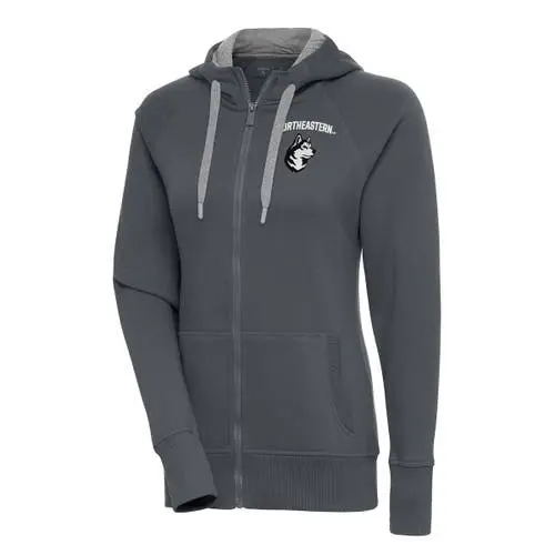 ANTIGUA Northeastern Huskies Victory Full-zip Hoodie - Charcoal