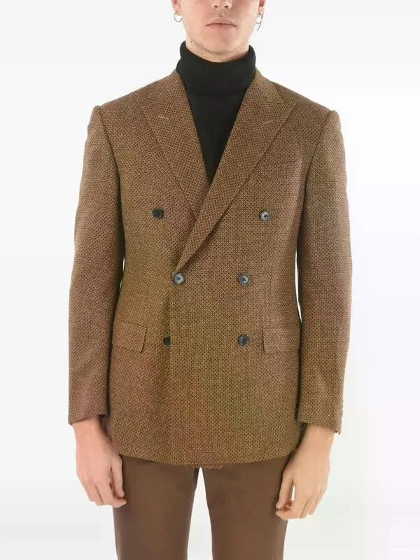 Corneliani Double-breasted Hopsack-pattern Jacket
