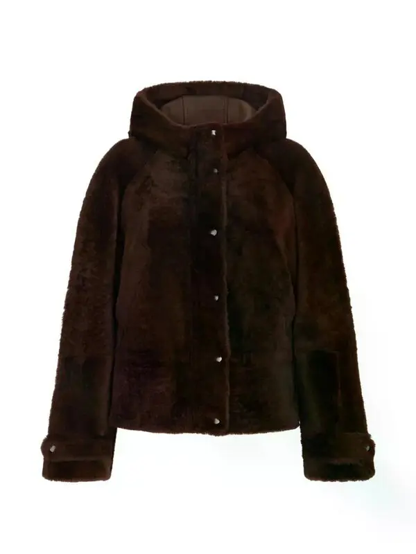 Brunello Cucinelli Shearling Outerwear Jacket With Shiny Zipper Pull - Brown