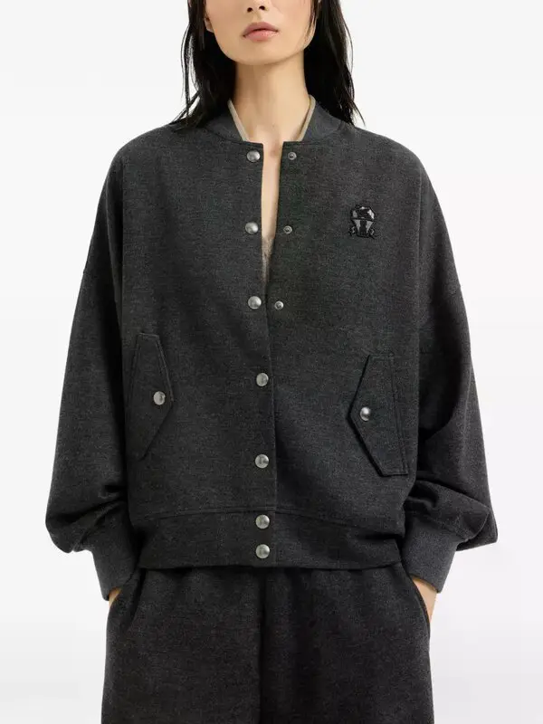 Brunello Cucinelli Logo Patch Bomber Jacket - Grey