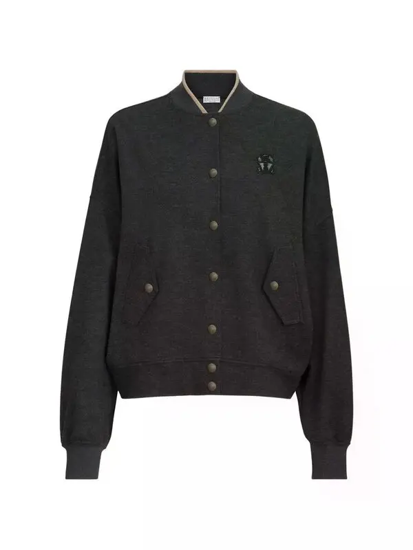 Brunello Cucinelli Logo Patch Bomber Jacket - Grey