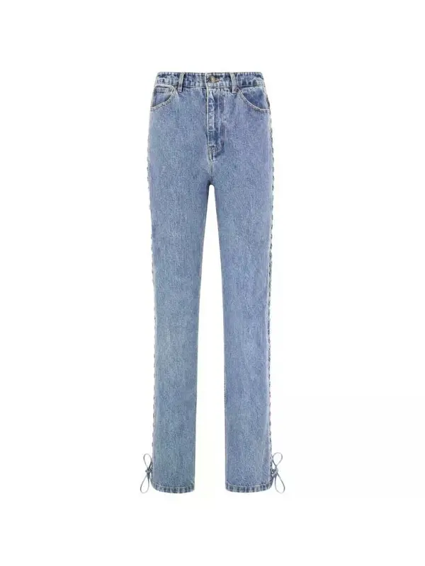 ROTATE BY BIRGER CHRISTENSEN Lace-up Straight Leg Jeans