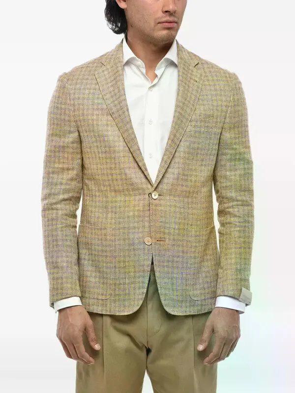 Corneliani Gingham Linen-blend Blazer