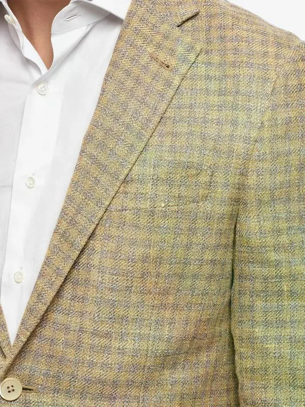Corneliani Gingham Linen-blend Blazer