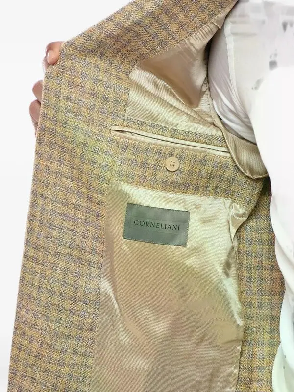 Corneliani Gingham Linen-blend Blazer