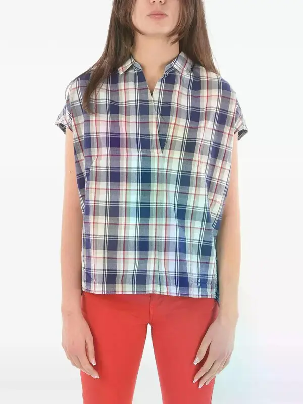 Woolrich Checked Johnny-collar Tunic - Blue