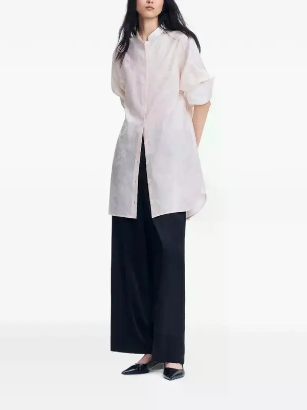 Shanghai Tang Patterned-jacquard Shirt Dress - Pink