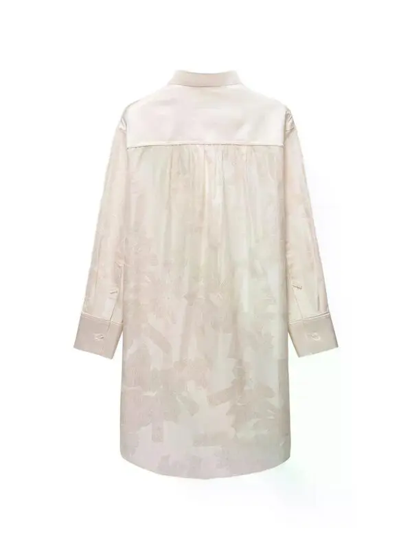 Shanghai Tang Jacquard Floral Shirt Dress