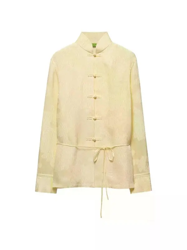 Shanghai Tang Patterned-jacquard Belted Shirt - Yellow