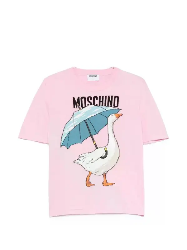 Moschino Goose-intarsia Short-sleeve Top - Pink