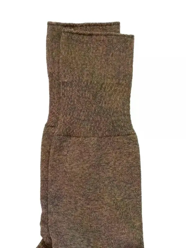 YAHAE Organic Cotton Ribbed Socks - Brown