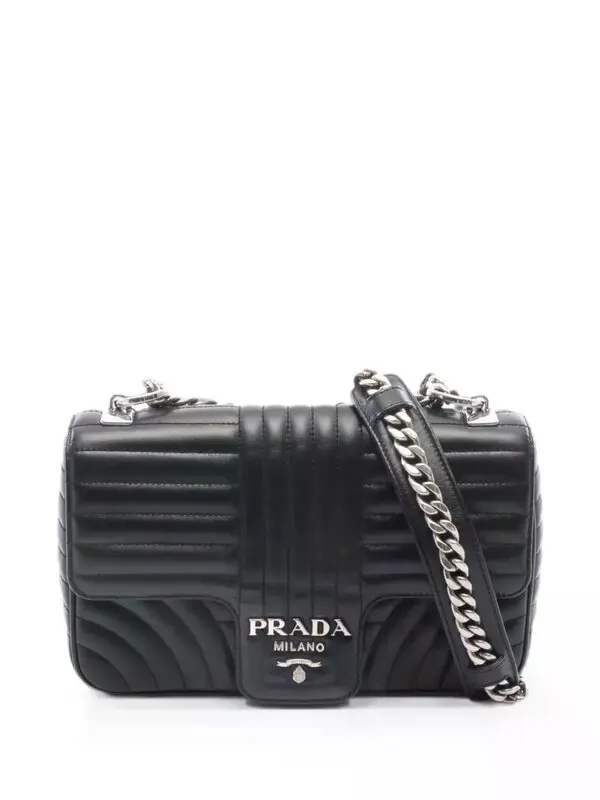 Prada 2010s Diagram Chain Shoulder Bag - Black