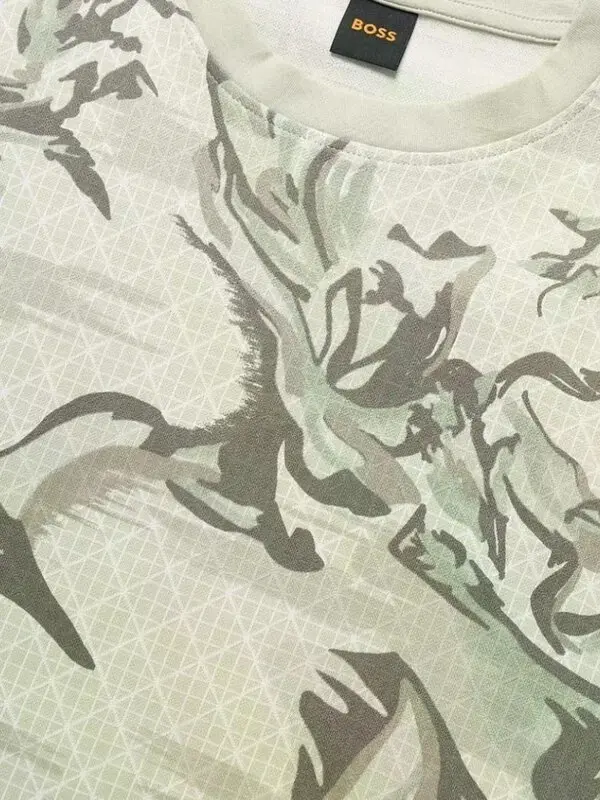 BOSS Abstract-print Cotton T-shirt - Neutrals