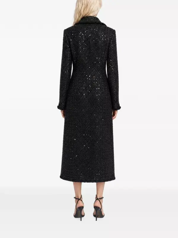 Philipp Plein Embellished Sequined Tweed Long Coat
