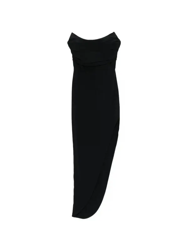 ROOM76 Asymmetrical Hem Strapless Maxi Dress