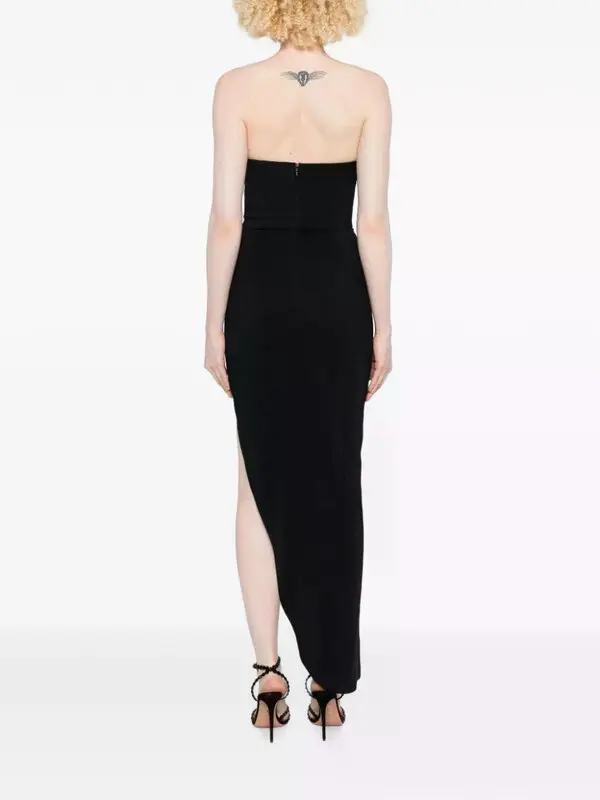 ROOM76 Asymmetrical Hem Strapless Maxi Dress