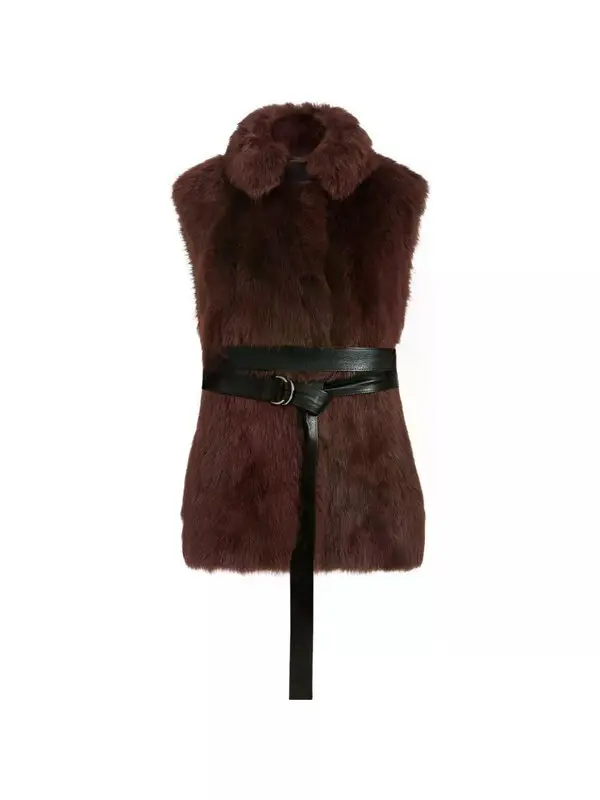 Brunello Cucinelli Shearling Vest With Nappa Leather Belt And Monili Embroidery