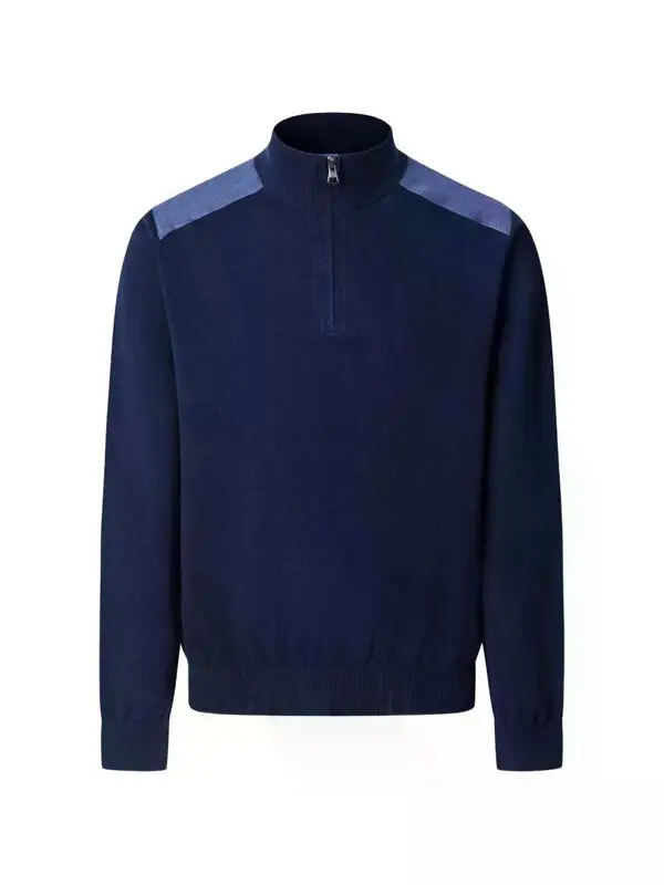 HACKETT LONDON Quarter-zip Panelled Sweater