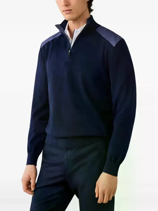 HACKETT LONDON Quarter-zip Panelled Sweater