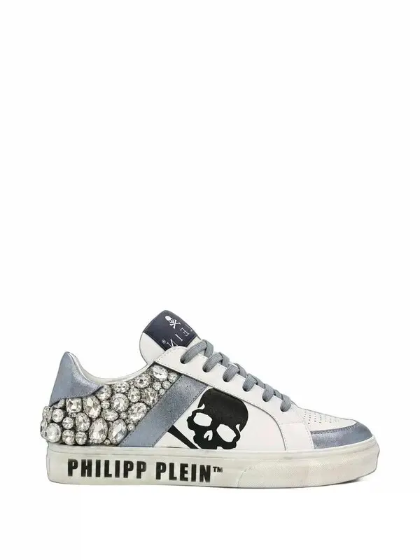 Philipp Plein Embellished Skull Low-top Sneakers - White