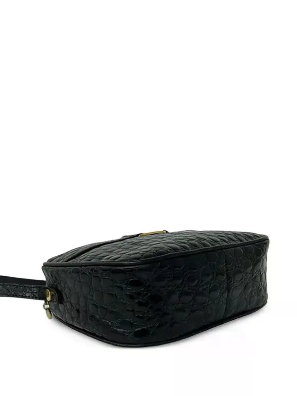 FERRAGAMO Croc Embossed Leather Vara Crossbody Bag