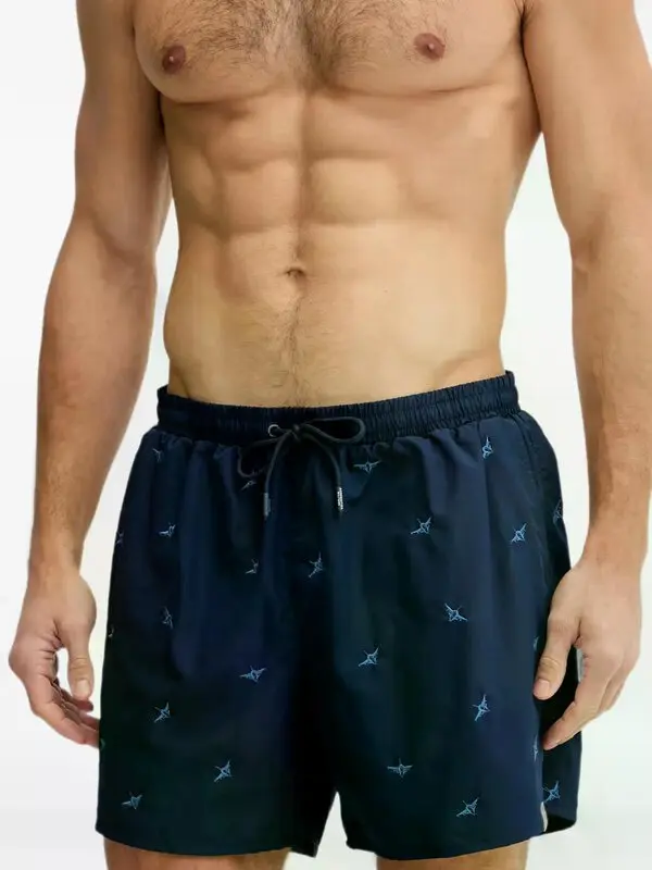 AERONAUTICA MILITARE Embroidered Drawstring Swim Shorts - Blue