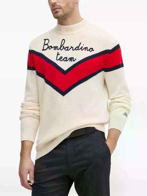 MC2 SAINT BARTH Davos Chevron-knit Embroidered Sweater