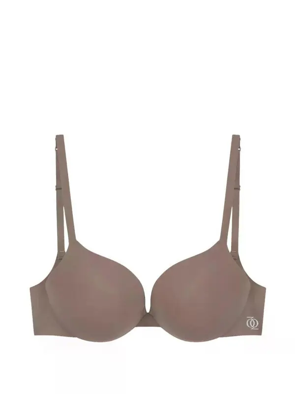 GOD SAVE QUEENS Logo-print Padded Bra - Neutrals