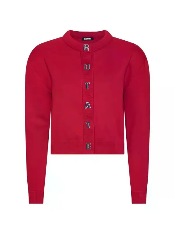 ROTATE BY BIRGER CHRISTENSEN Firm Knit Cardigan With Decorative Metal Letter Details - Red