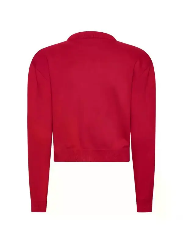 ROTATE BY BIRGER CHRISTENSEN Firm Knit Cardigan With Decorative Metal Letter Details - Red