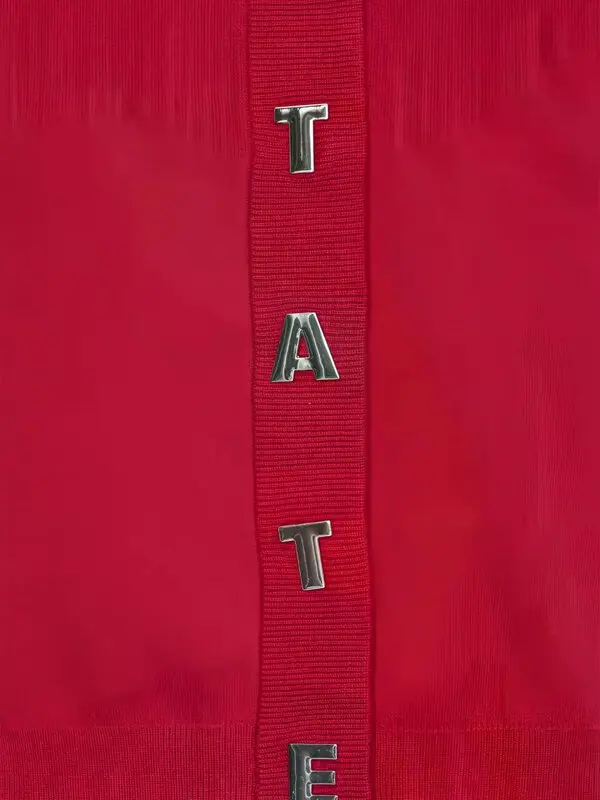 ROTATE BY BIRGER CHRISTENSEN Firm Knit Cardigan With Decorative Metal Letter Details - Red
