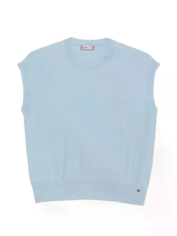 Herno Sequin-embellished Cap-sleeve Vest - Blue