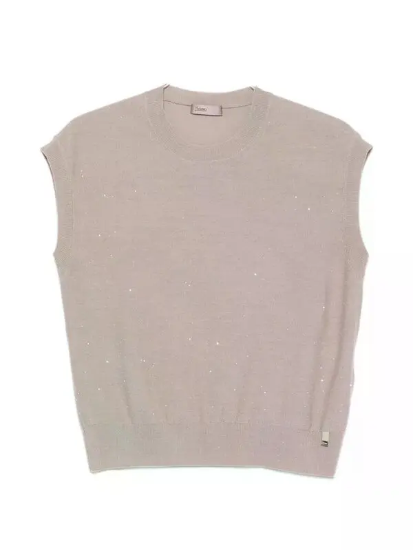 Herno Sequin-embellished Cap-sleeve Vest - Neutrals