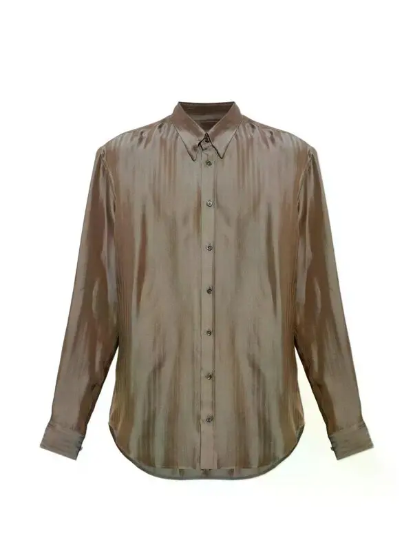 Giorgio Armani Herringbone-pattern Shirt - Brown
