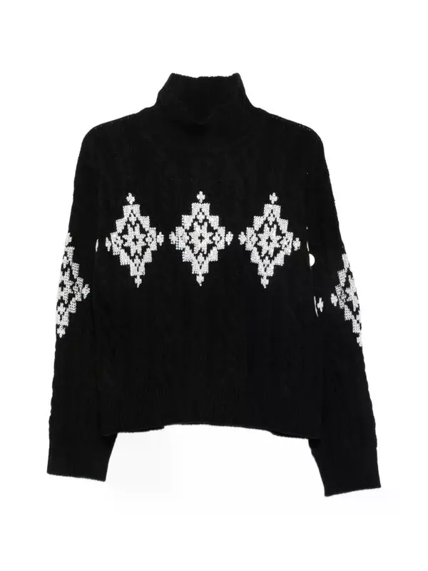 ERMANNO FIRENZE Cable Knit Sequin-embellished High Neck Jumper