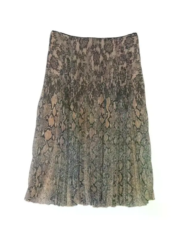 ERMANNO FIRENZE Snake-print Pleated Midi Skirt - Neutrals