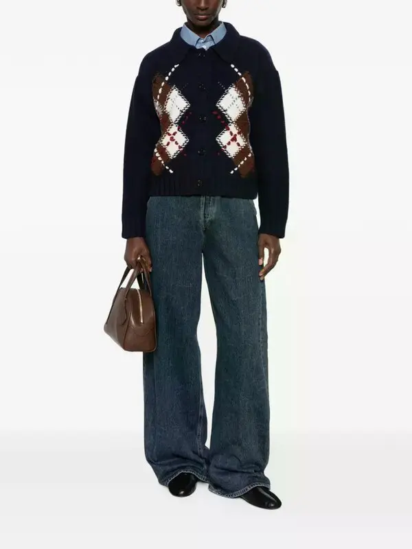ERMANNO FIRENZE Argyle-knit Collared Cardigan