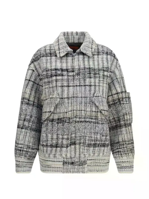 Missoni Oversized Wool-blend Check Bomber - White