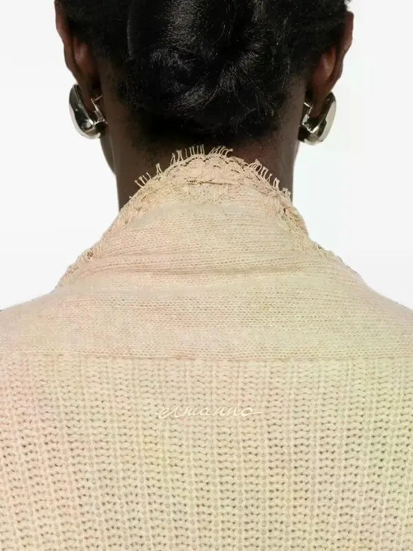 ERMANNO FIRENZE Lace-trimmed Ribbed Knit Cardigan