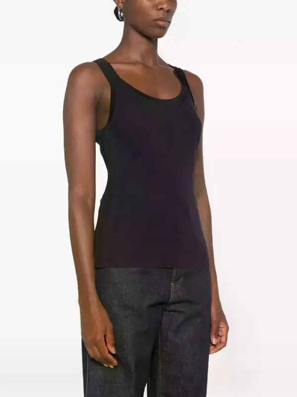 Elisabetta Franchi Logo Patch Ribbed Knit Tank Top