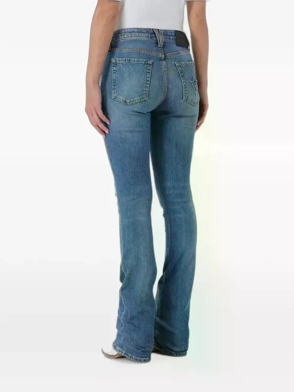VICTORY GATE Distressed Slogan-print Jeans