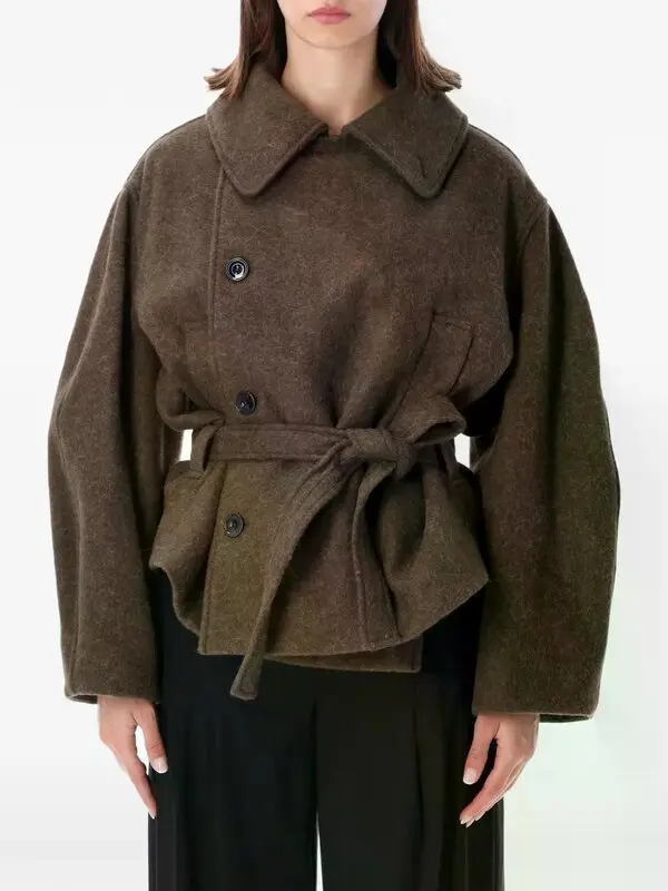 LEMAIRE Short Wrap Coat In Felted Wool And Alpaca Blend