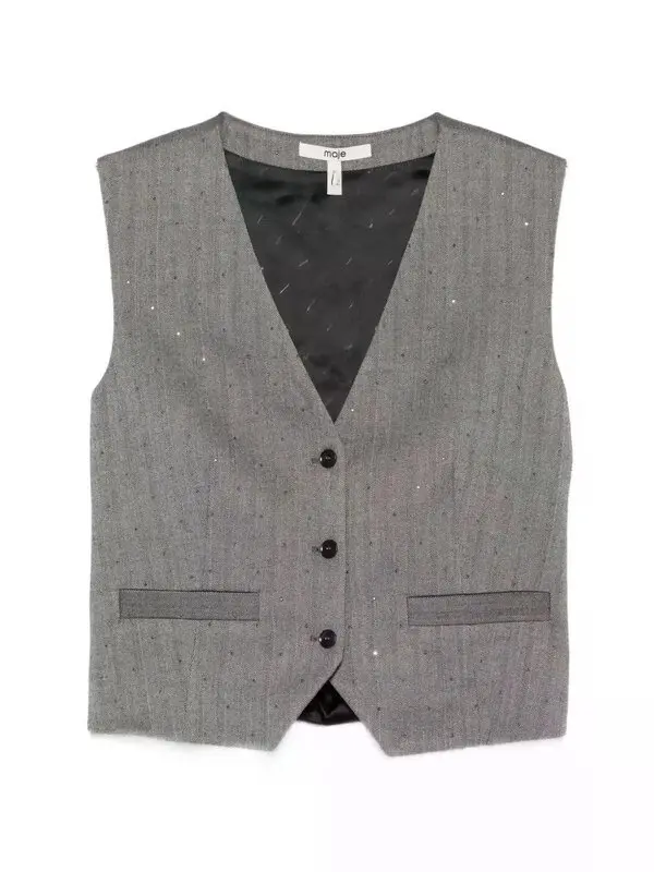 Maje Striped Buttoned Waistcoat